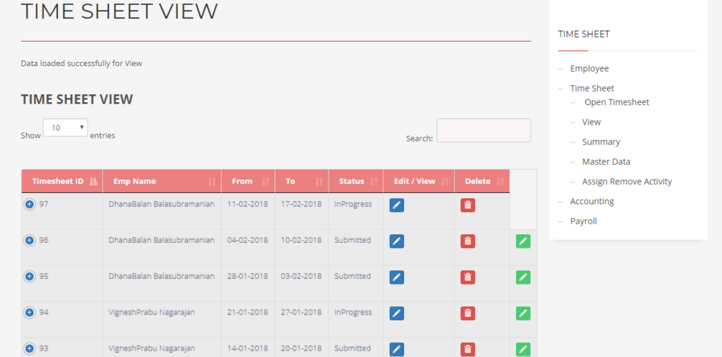 Timesheet View – ICM Software Company